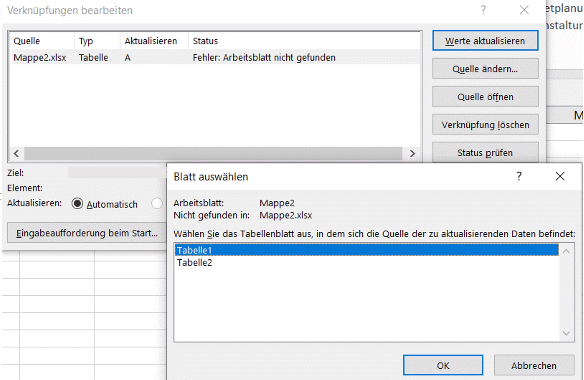 Automatic Updating Of Two Excel Sheets Which Are Connected By Formulas And Tables Microsoft